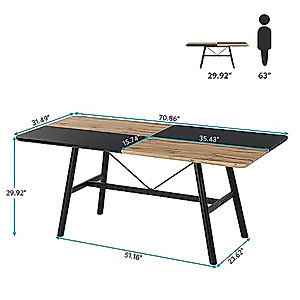 Tribesigns 70.86 inch Dining Table for 6 to 8 People, Industrial Rectangular Kitchen Table with Strong Metal Legs, Large Long Wood Dining Room Table for Living Room, Brown and Black