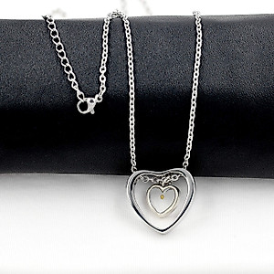 Uloveido Stainless Steel Double Hearts Necklace, Real Mustard Seed Heart Pendant Necklace for Women Ladies Y854 (Heart)