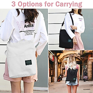 Canvas Tote Bags 2 Pcs Cute Shoulder Bags with Inner Pocket for Women, Multi-Purpose Reusable Canvas Bags Use For Grocery Bags,Shopping Bags,Gym,DIY Gift Bags