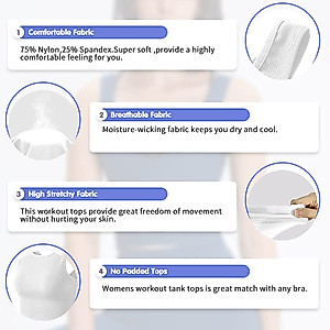 Climb Workout Crop Tank Tops for Women Solid Comfort Sleeveless Shirts Reversible Ribbed Tank Tops for Casual Sports Fitness Yoga (No Padded) White S