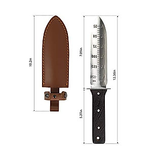 GARTOL Hori Hori Gardening Knife Tools - Weeding & Digging Knife, with 7.1inch Double Sharp Edge Japanese Blade and Full Tang Handle, Cowhide Protective Sheath, Sharpening Whetstone