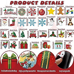 Kanayu 30 Christmas Theme Fridge Sticker Christmas Refrigerator Magnet Santa Claus Snowman Dwarf Snowflake Candy Fridge Magnet Stickers Decorations Xmas Magnet Stickers for Car Kitchen Garage