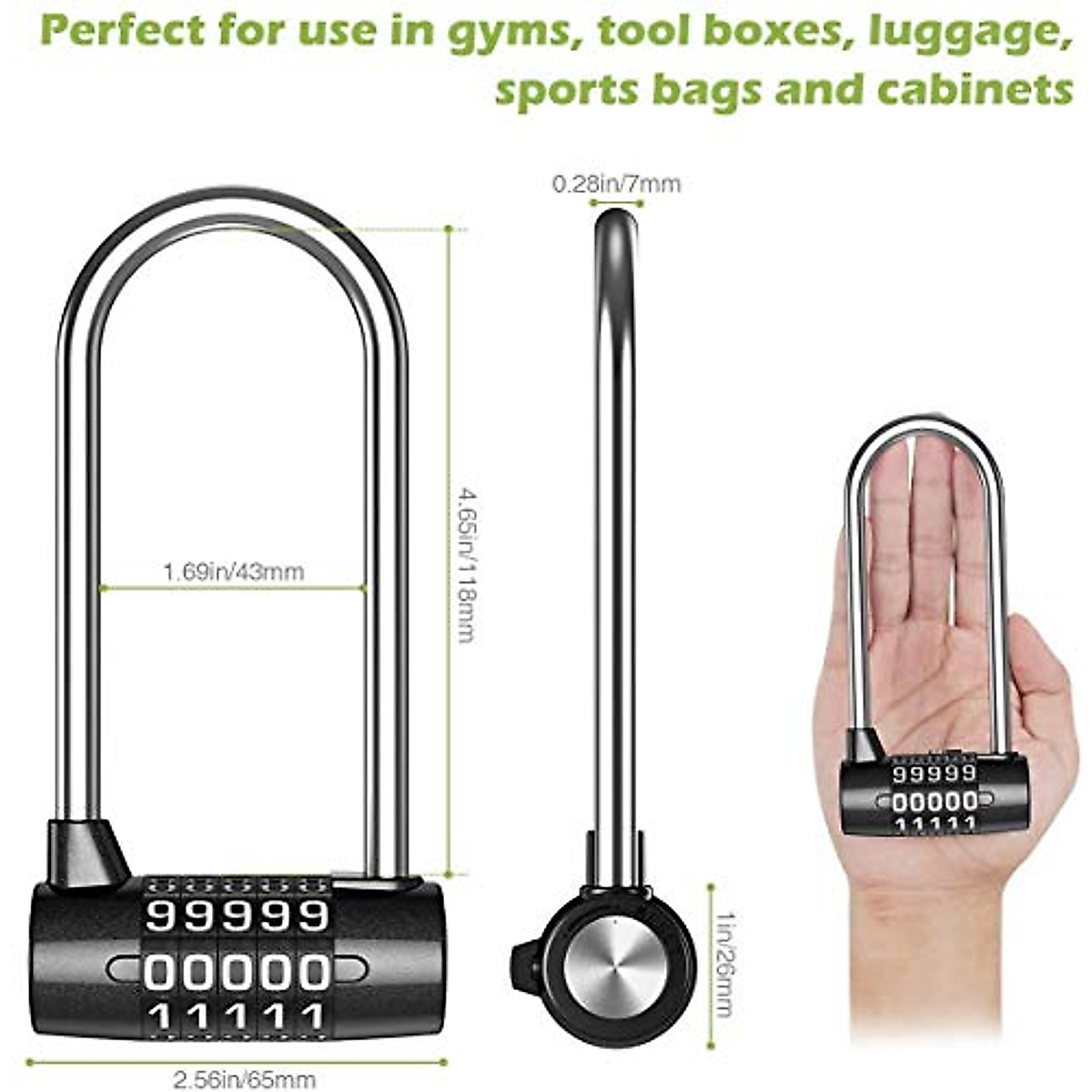 Large Lengthened Beam Locker Cabinet Door Handles Combination Lock Padlock Combination Lock, Gym Lock, 5 Digit Combination Padlock, Safety Padlock, Safety Lock, Luggage Locker, Wardrobe, Gym Locker,