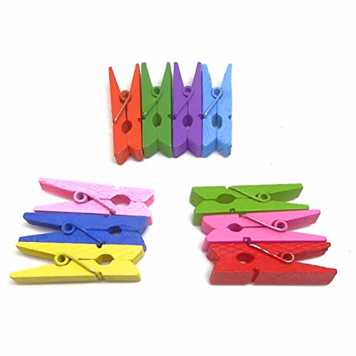 Penta Angel 120PCS Mini Bright Colored Spring Natural Wooden Clothespins Photo Paper Peg Pin Craft Clips with Twine