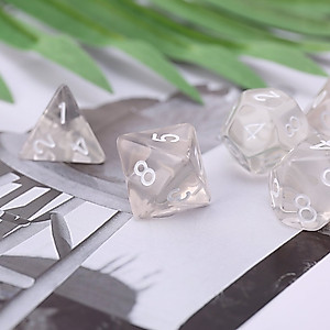 7Pack of Transparent Color D4 D6 D8 D10 D12 D20 Polyhedral Dice for Dungeons and Dragons DND RPG Table Games P