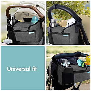 Onco Stroller Organizer with Stroller Cup Holder - Universal Stroller Caddy with Stroller Phone Holder, Stroller Caddy Organizer with Cup Holder, Stroller Accessories & Baby Essentials, Stroller Bag