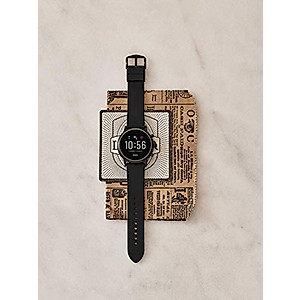 Fossil 44mm Gen 5 Carlyle Stainless and Silicone Touchscreen Smart Watch with Heart Rate, Color: Black (Model: FTW4025)