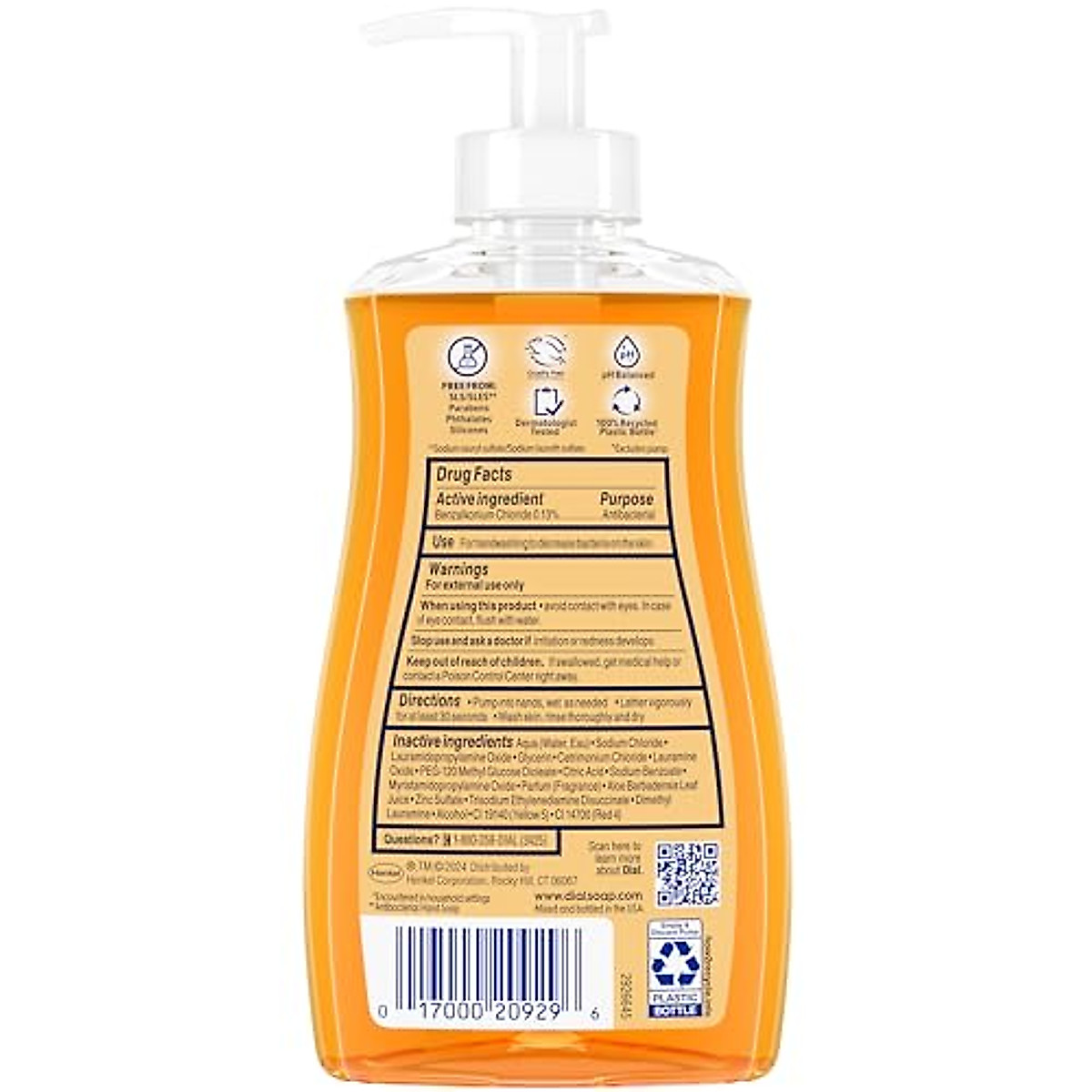 Dial Antibacterial Liquid Hand Soap, Gold, 11 fl oz (Pack of 4)