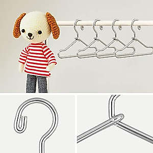 50pcs Mini Doll Clothes Hangers Mini Clothes Hanger Metal Doll Hangers for Dress Closet Doll House Accessories