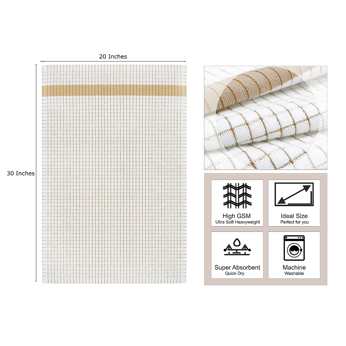 COTTON CRAFT Amazing Kitchen Towels - 8 Pack Reusable Terry Towel - 100% Cotton European Waffle Pantry Bar Cleaning Cloth Towel - Quick Dry Low Lint Soft Absorbent Dish Towels - Large 20 x 30 - Linen