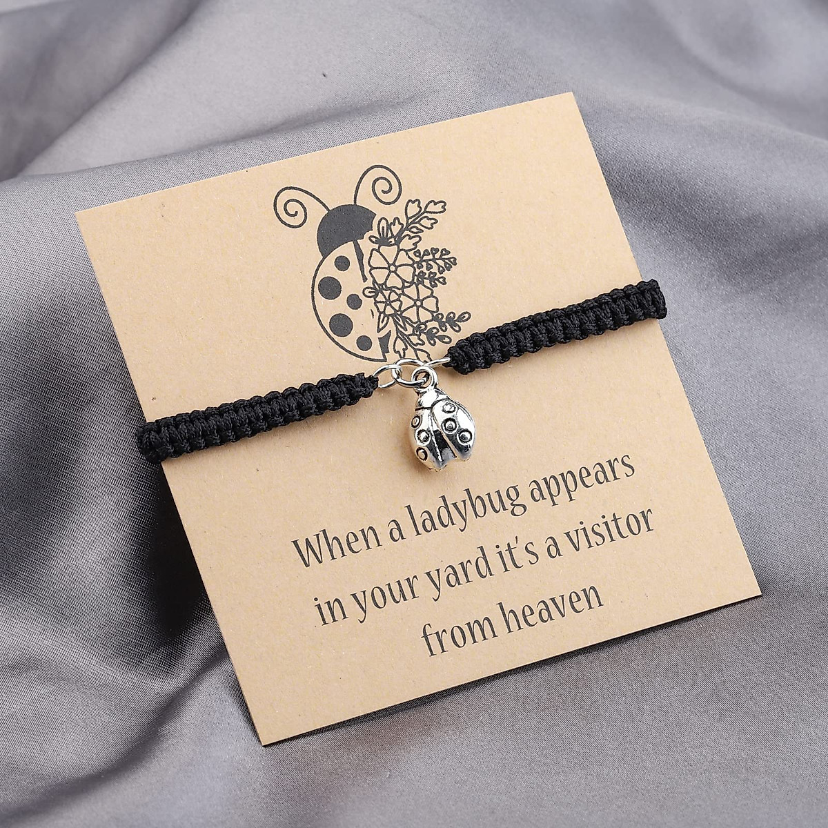 FAADBUK Ladybug Memorial Keychain When a Ladybug Appears In Memory of Love One Sympathy Gift (Card)