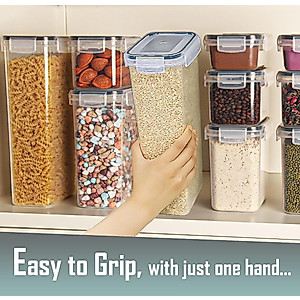 Airtight Food Storage Containers with Lids Set 10 Pack, Clear Plastic Pantry & Kitchen Organizers and Storage for Cereal Flour Pasta Snacks Sugar & Dry Food, BPA Free, with multiple Labels & Spoons
