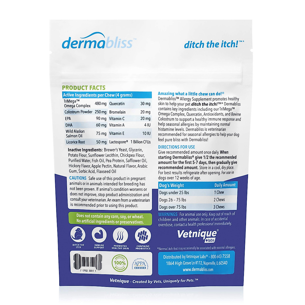 Dermabliss Allergy Chews 30ct and Glandex Anal Gland Support Chews 60ct Bundle Dog Vitamins & Supplements, Anal Gland Dog Treats with Probiotics, Dog Allergies Skin Treatment Soft Chew