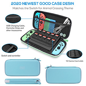 Accessories Bundle Compatible with Nintendo Switch for Animal Crossing,26 in 1 Accessories kit Carrying Case,Screen Protector,Handle Grips,Steering Wheels,Silicone Case,Thumb Caps for Joy Con