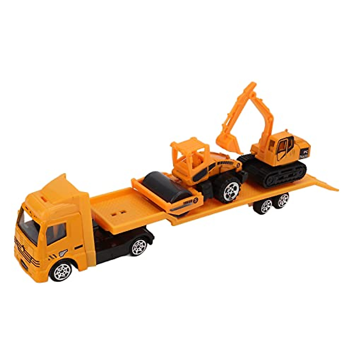 JIJO 4PCS Mini Alloy Construction Trucks Set 1:64 Carrier Truck Engineering Trailer Car Toys for Age 3+ Mini Alloy Construction