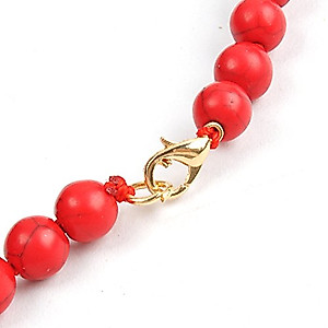 Jane Stone Fashion Elegant Multi-size Coral Red Beaded Funky Necklace Statement Bib Jewelry For Mummy(Fn1270-Red)