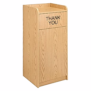 Global Industrial Wooden Waste Receptacle with Tray Top, 36 Gallon, Oak