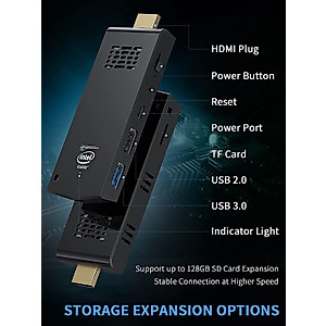 OUVISLITE Mini PC, Mini PC Stick 8GB RAM 128G ROM Atom X5-Z8350 Mini Computer Stick Win 10 Pro PC Stick 4K HDMI 2.4G / 5G WiFi Bluetooth 4.2 Auto Power On Business Office Home Theater