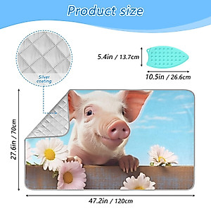 GOODOLD Pretty Little Pig Ironing Mat Portable Travel Ironing Pad for Washer,Dryer,Table Top, Iron Board Alternative Cover, Large Heat Resistant Ironing Blanket