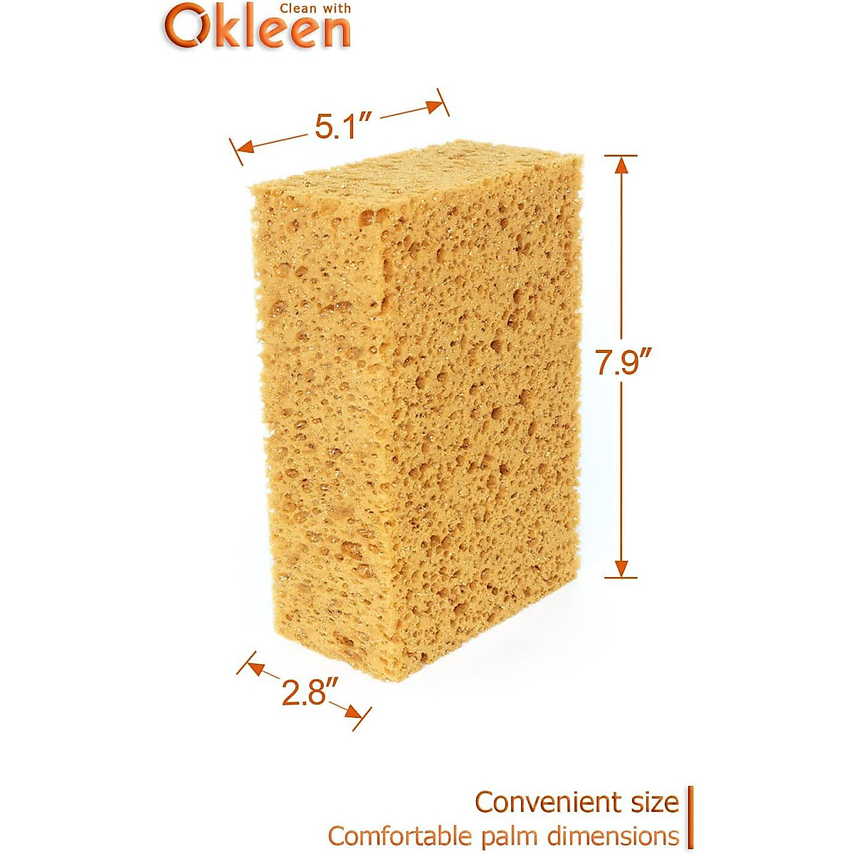 Okleen Car Wash Sponge. Made in Europe. 7.9x5.1x2.8 inches. Large Sponge for Auto, Truck, Motorcycle, Bike Washing. Boat Bail Sponge