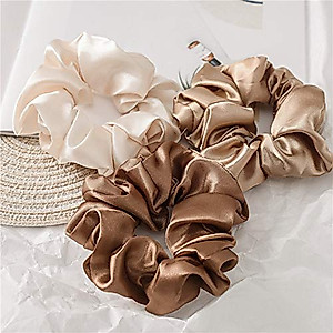 6 Pcs Satin Silk Hair Scrunchies Soft Hair Ties Fashion Hair Bands Hair Bow Ropes Hair Elastic Ponytail Holders Hair Accessories for Women and Girls (4.5 inch, Classic color)