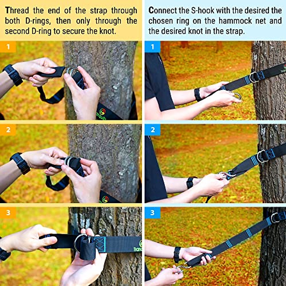 Tranquillo Double Hammock 2 Persons Polyester Hammock 550lbs Portable Camping Hammock with Hammock Tree Straps/Indoor Travel Patio Garden, Black