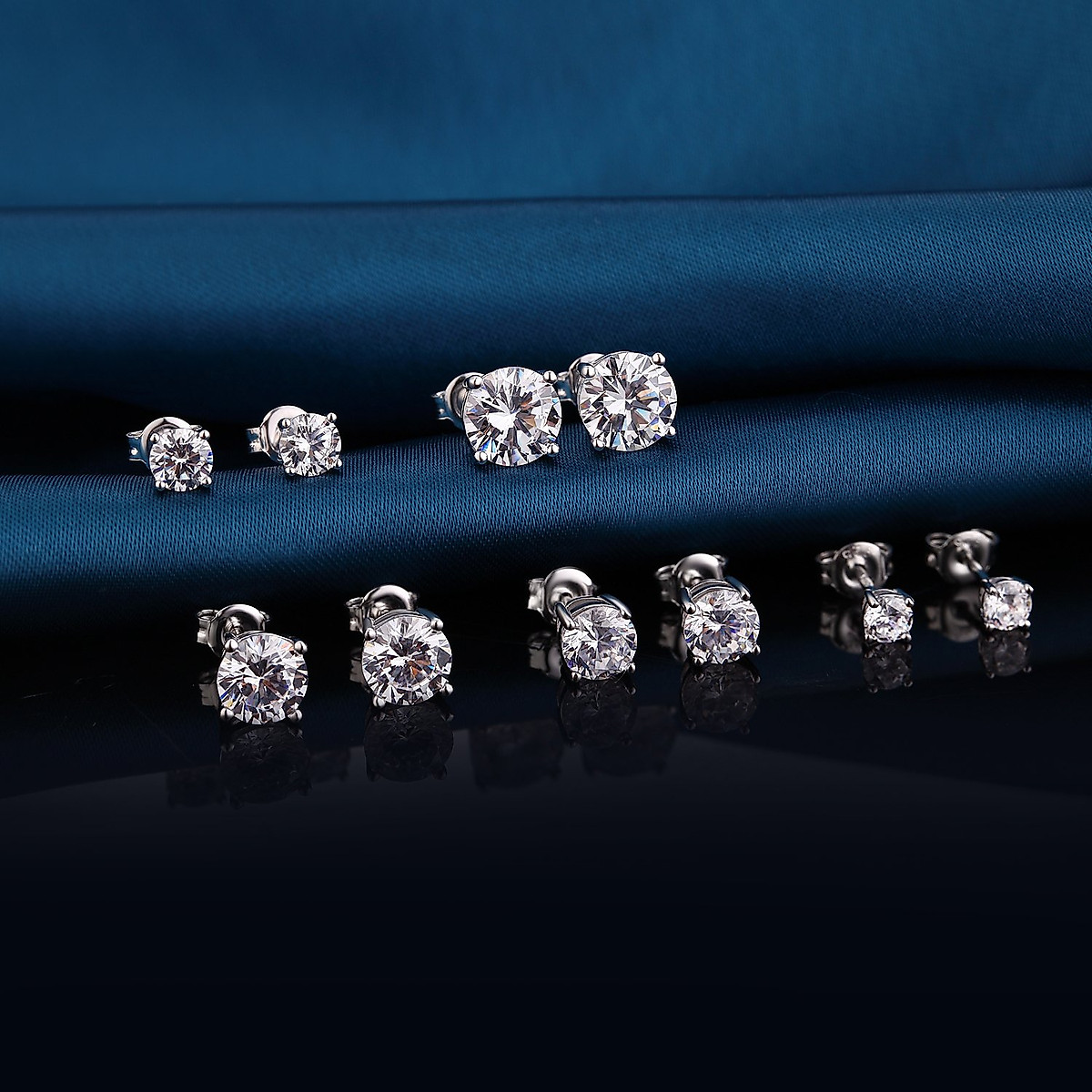 Earrings Stud for Women Sterling Silver Stud Earrings Men Fake Diamond Earrings Women Cubic Zirconia Earrings Studs 6mm CZ Earrings Sterling Silver Diamond Studs White Gold Stud Earrings