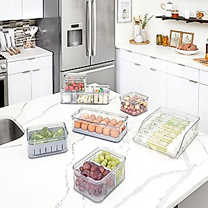 iDesign Plastic Refrigerator Organizer Bin Set The Spruce Fridge Binz, Set of 7, Clear/Matte Gray, 7 Count