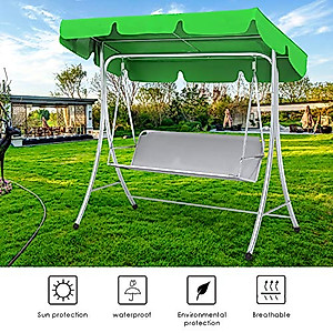 Yuehuam Patio Swing Canopy Cover, Heavy Duty 210D Polyester Waterproof Swing Replacement Top Cover for 3 Seat Swing Waterproof Dustproof Protection
