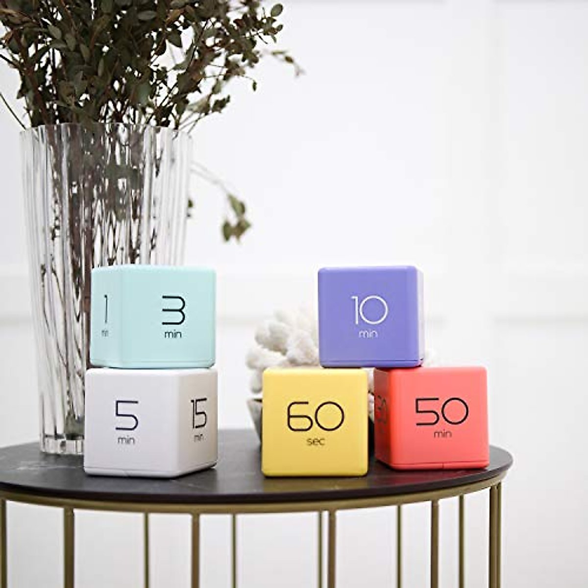 mooas Cube Timer, Time Management, Kitchen Timer, Kids Timer, Workout Timer, Timer for Studying, Cooking (White)