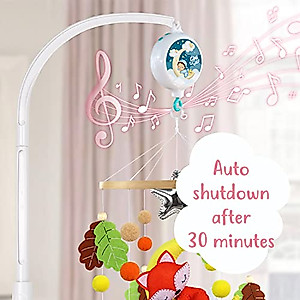 TINITIGIES Crib Mobile Motor - Baby Mobile Music Box with 3 Modes (Turn & Music, Turn Only, Music Only) Plays 12 Piano Lullabies (30 Min Auto Off) - Holder for DIY Clamp Mobile