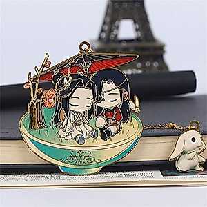 Metal Bookmarks with Chain Mo Dao Zu Shi Hollow Bookmark Page Markers Christmas Valentine Birthday Book Mark Gift(1)