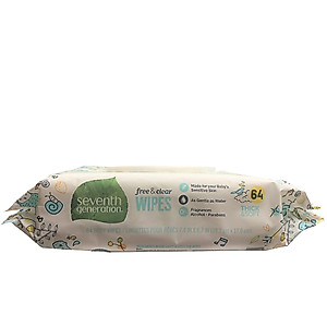 Seventh Generation Free & Clear Baby Wipes 64 ea (Pack of 4)