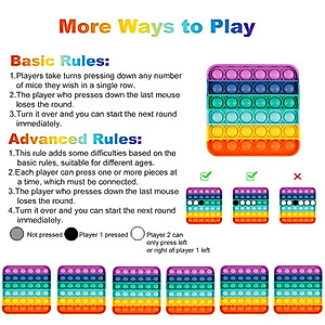 Genovega 6 Packs Fidget Toys Gifts for Boys Girls Kids, Classroom Tools Aids Push Bubble Sensory Party Grade Group Preschool Graduation Favors Instruction Learning Game Rainbow Square Bulk