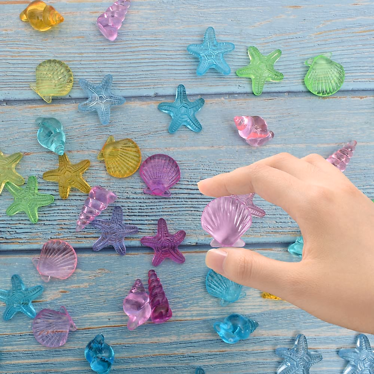 Hagao Shell and Conch Acrylic Ocean Animal Highly Simulation Lifelike Model for Home Party Decoration Random 45 pcs