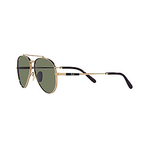 Ray-Ban RB8225 Aviator Titanium Sunglasses, Gold/Green, 62 mm