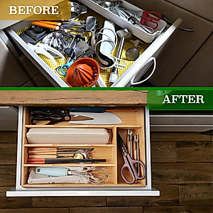 oridom 5-Slots Bamboo Silverware Drawer Organizer for Kitchen,Bamboo Wood Cutlery Tray in Drawer for Flatware and Utensils in Kitchen, (Natural)