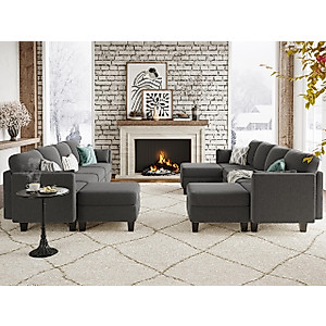 Huatean Home Modular Sectional Sofa, Convertible L Shaped Sofa Couch with High Density Memory Foam, 5 Seat Comfy Modular Sofa Couch for Living Room, Modern L Shaped Sectional Sofa, Dark Grey