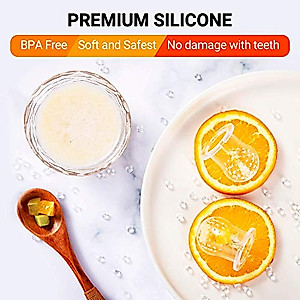 Baby Fruit Food Feeder Pacifier - Fresh Food Feeder, Infant Fruit Teething Teether Toy for 3-24 Months, 6 Pcs Silicone Pouches for Toddlers & Kids & Babies, 2-Pack (Light Pink)