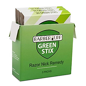 BARBERUPP Styptic Stick Shave Accessories (Green Stix, 3 Pack) Stops Bleeding For Razor Nicks For Men & Women - Sanitary and Great For Barbers or Personal