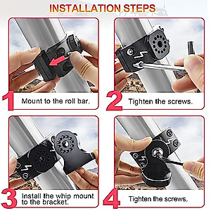 UTV Flag Mount- StarknightMT Adjustable Heavy Duty UTV Whip Mount for 1.75"-2" Roll Bar Compatible with Polaris RZR 1000 XP 900 Pro Can-Am Maverick x3 Pioneer 1000 Talon 1PC