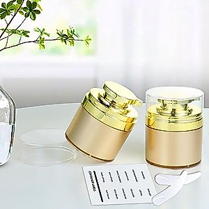 Airless Pump Makeup Jar Acrylic Cosmetic Jar 2pcs 1 oz Vacuum Travel Bottle Empty Containers with Pump for Skincare Cream Lotion or DIY Skin Care Products