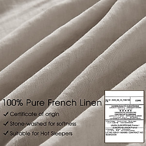 HYPREST Linen Duvet Cover,100% Pure French Linen Duvet Cover Queen Size Soft Breathable Luxury, Moisture-Absorbing & Durable