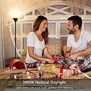 Floor Lamps for Living Room, Dimmable LED Modern Simple Standing Lamp, Tall Lamps for Bedroom Office Dining Room Kitchen, Minimalist Black Pole Lamp with Rotary Switch, 9W LED Bulb Included