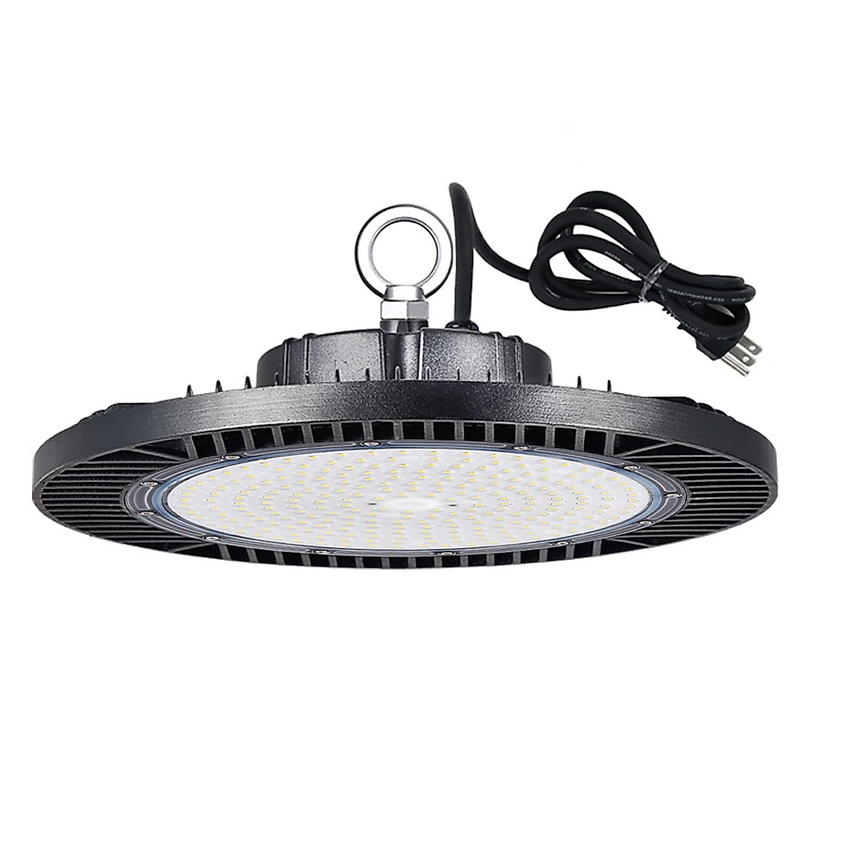 200W LED High Bay Lights, UFO LED High Bay Light, 28,000 LM(Eqv.800W MH/HPS), 5000K Daylight, IP65, 5ft Cable with US Plug, Safe Rope for Garage/Warehouse/Workshop - Pack of 1