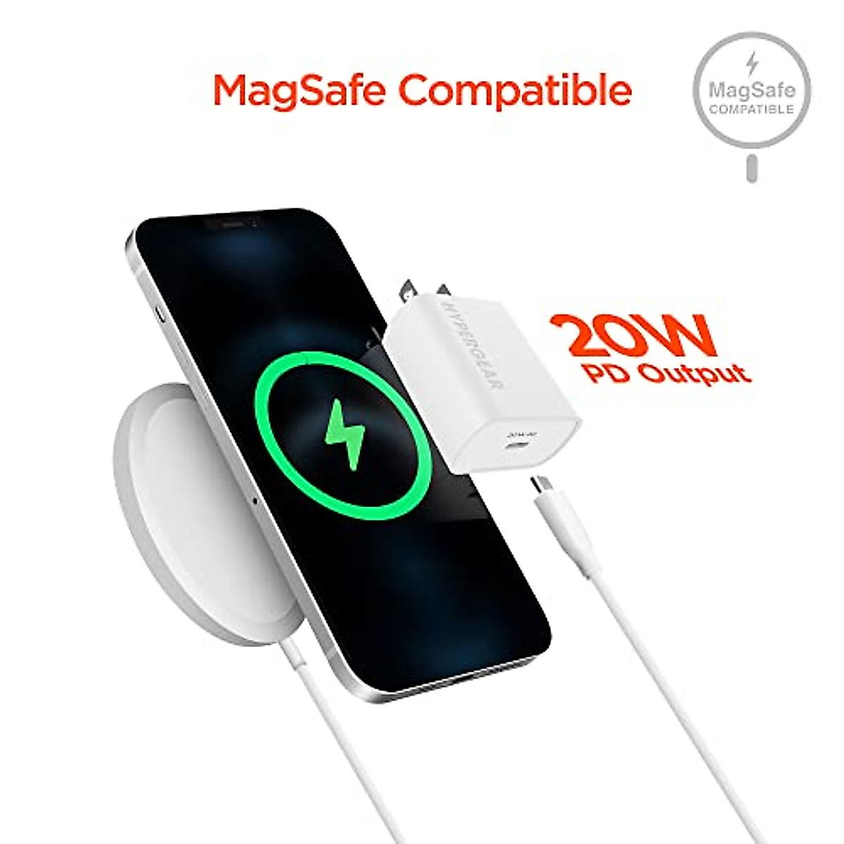 HyperGear 20W USB-C PD Wall Charger [ETL Certified] Compatible with iPhone 14/13/12/11/Pro/Pro Max, Galaxy S23/S22/S21 Note 20 5G & More [White] 15389