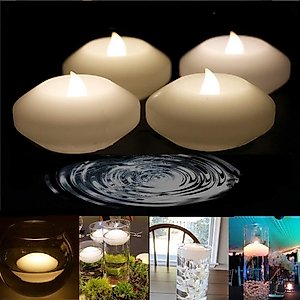 LACGO 48 PCS LED Waterproof Floating Novelty Candles Light, LED Battery-Powered Flameless Flicker Candle, Water Activated Candle, for Baby Shower, Wedding, Home, Party Decor(Warm White)