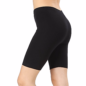 Zenana ZONE12SPORTS Women's Premium Cotton Biker Shorts (X-Large, Black)