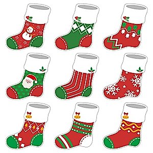 45 Pcs Christmas Stocking Cutouts Colorful Xmas Stocking Cut-Outs for Classroom Bulletin Board Christmas Party School Home Decoration