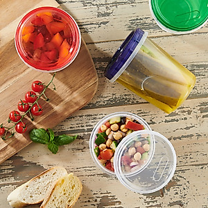 ELEGANT DISPOSABLES 32 ounce Plastic Food Storage Containers with colored Twist Top Lids Reusable Leak Proof Deli Containers for Freezer Storage Meal Prep Pack of 12